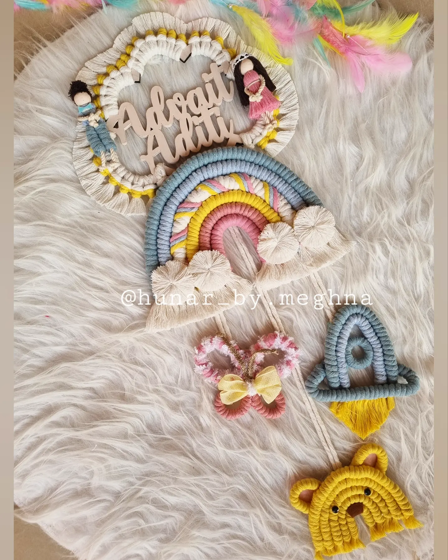 Macrame Magic Rainbow Name Hanging - Hunar By Meghna