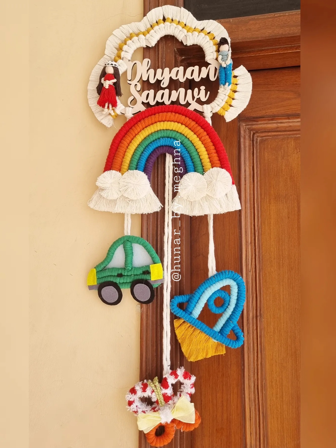 Macrame Magic Rainbow Name hanging (Bright Colors) – Hunar By Meghna
