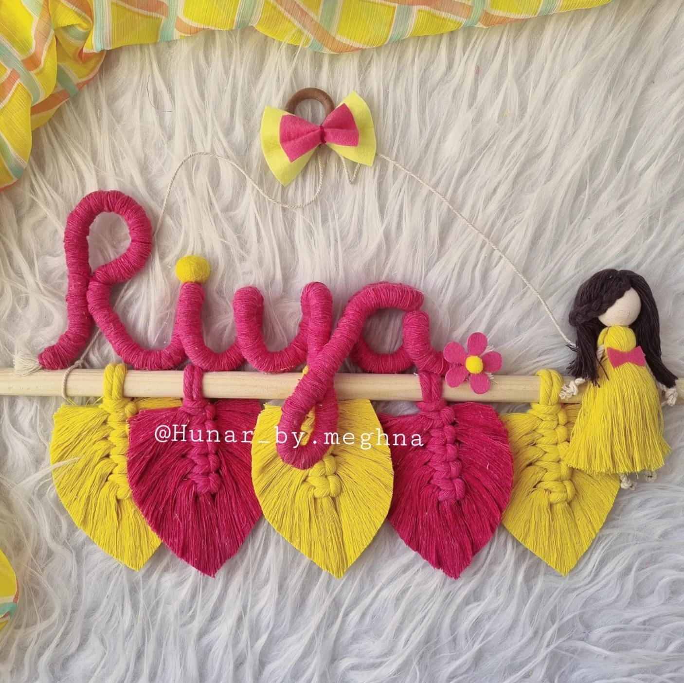 Macrame Cursive Doll Name Hanging - Hunar By Meghna