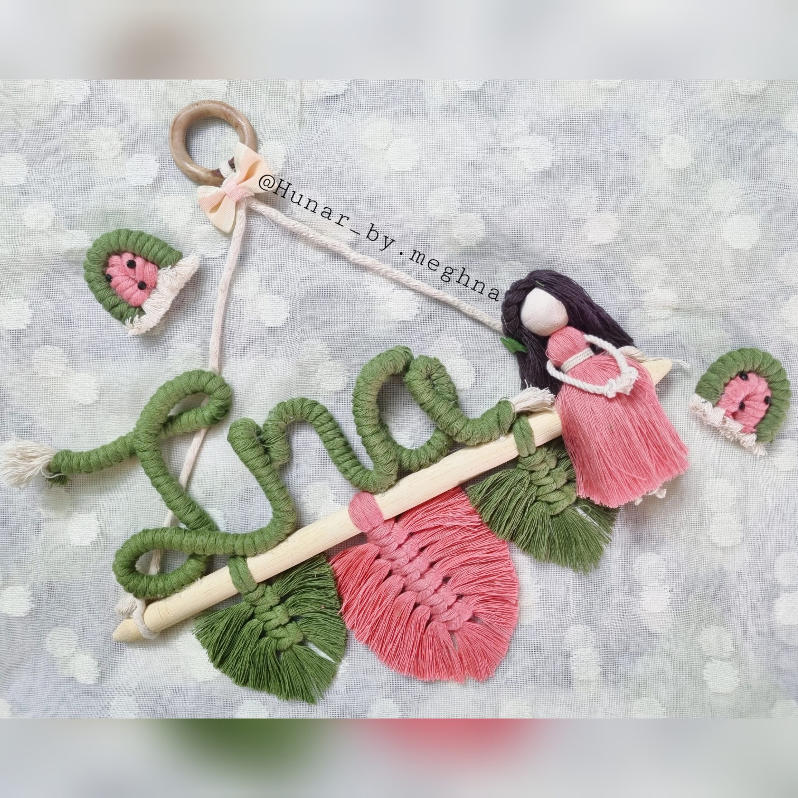 Macrame Cursive Doll Name Hanging - Hunar By Meghna