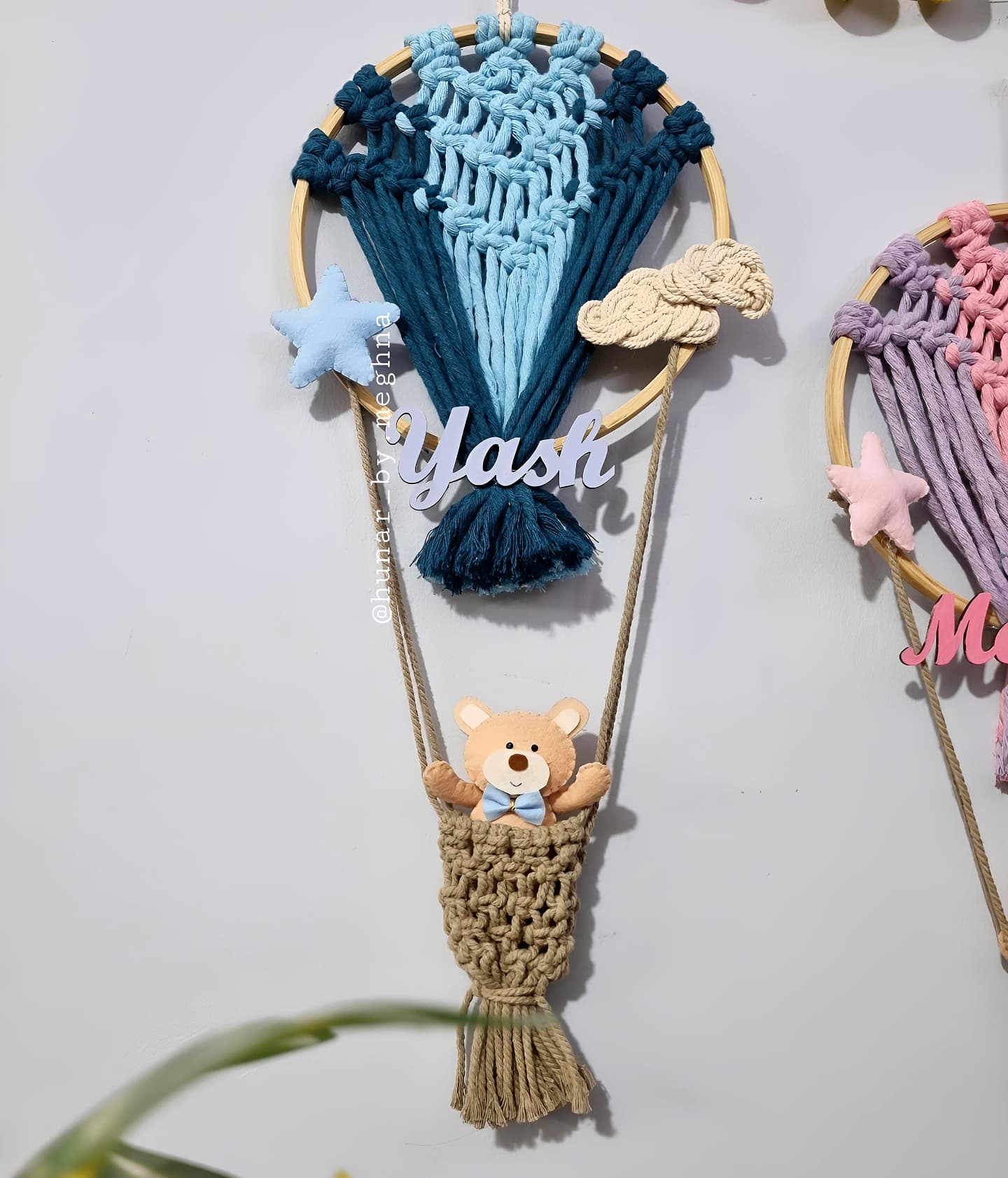 Macrame Hot Air Balloon Name Hanging – Hunar By Meghna